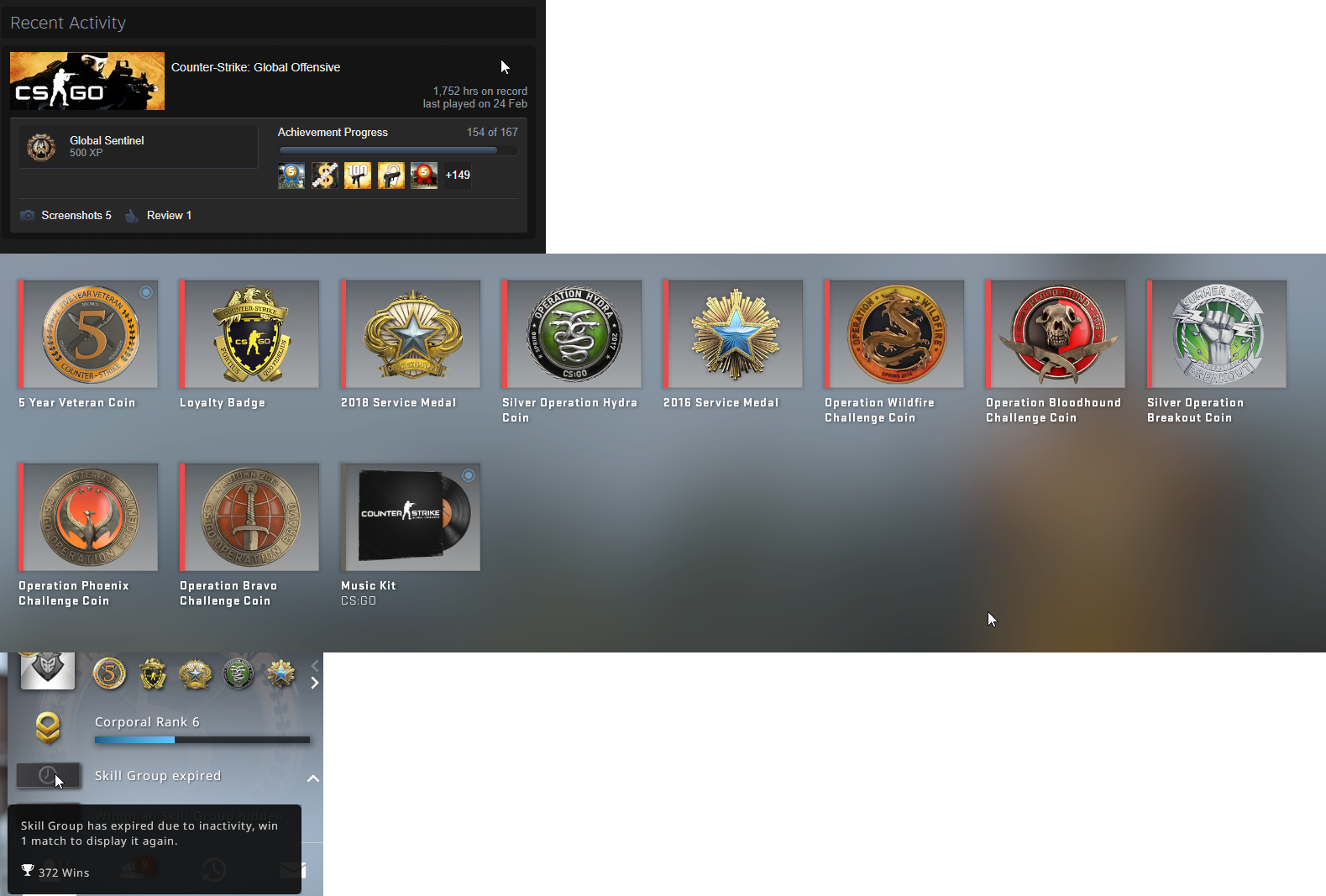 CSGO Main | 10 Pins | 372 Wins | Old Badges | 5 Year Coin - EpicNPC