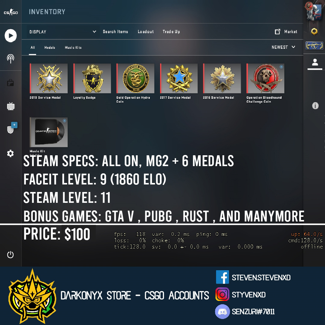 SOLD - (Verified) 2015 Main Account + 6 Medals (Faceit Level 9) Price ...