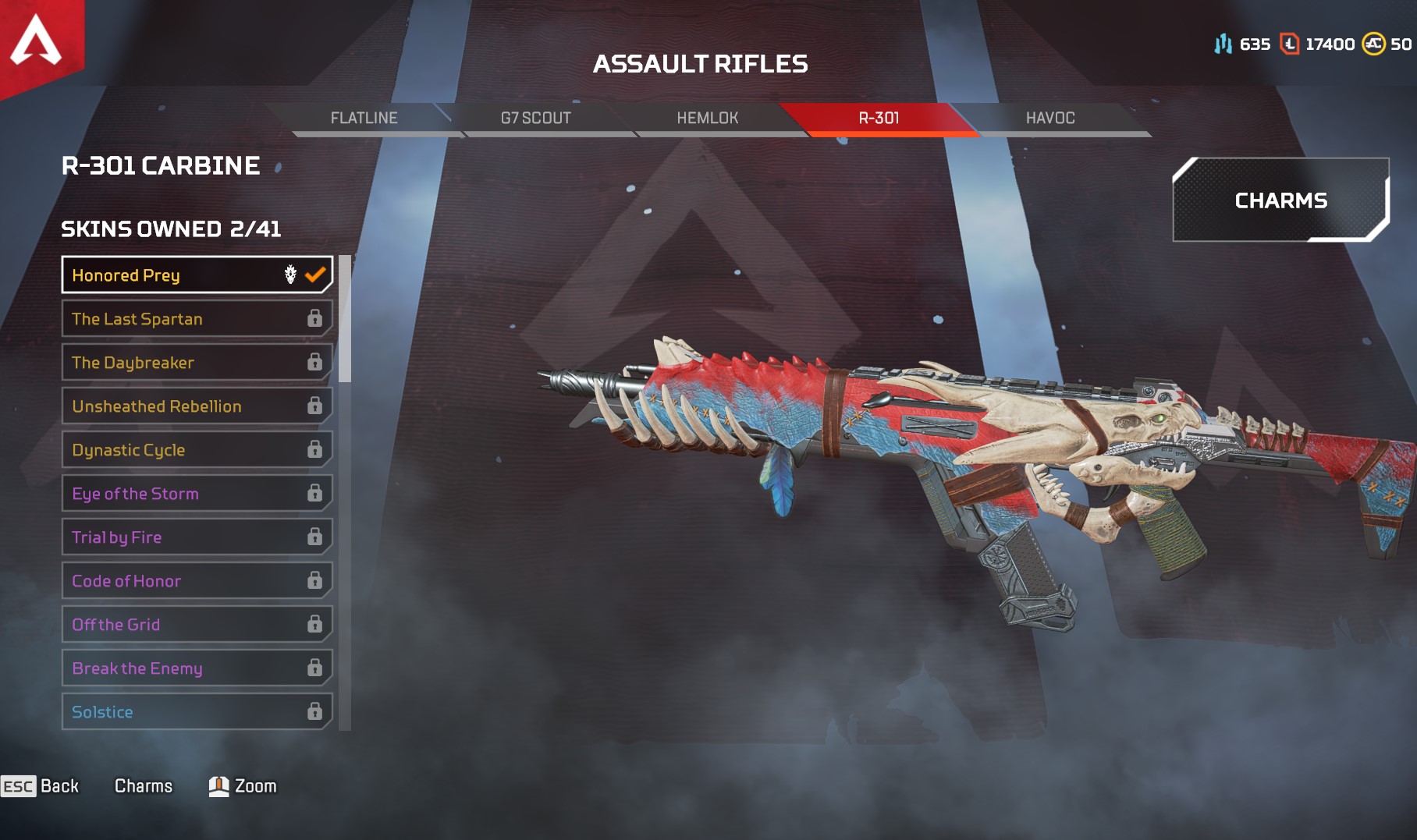 Selling - Bloodhound heirloom + Season 1 Legendary Wraith&R-301 skin ...