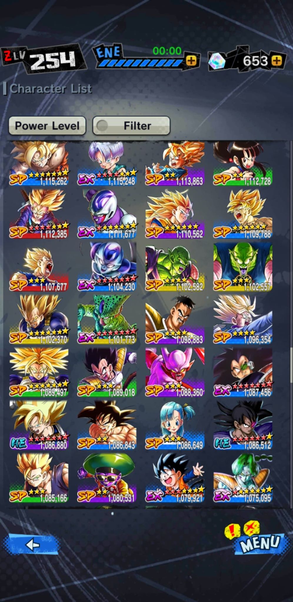 Selling - Dragon Ball Legends Account 254lvl 6 LF 263 characters all ...