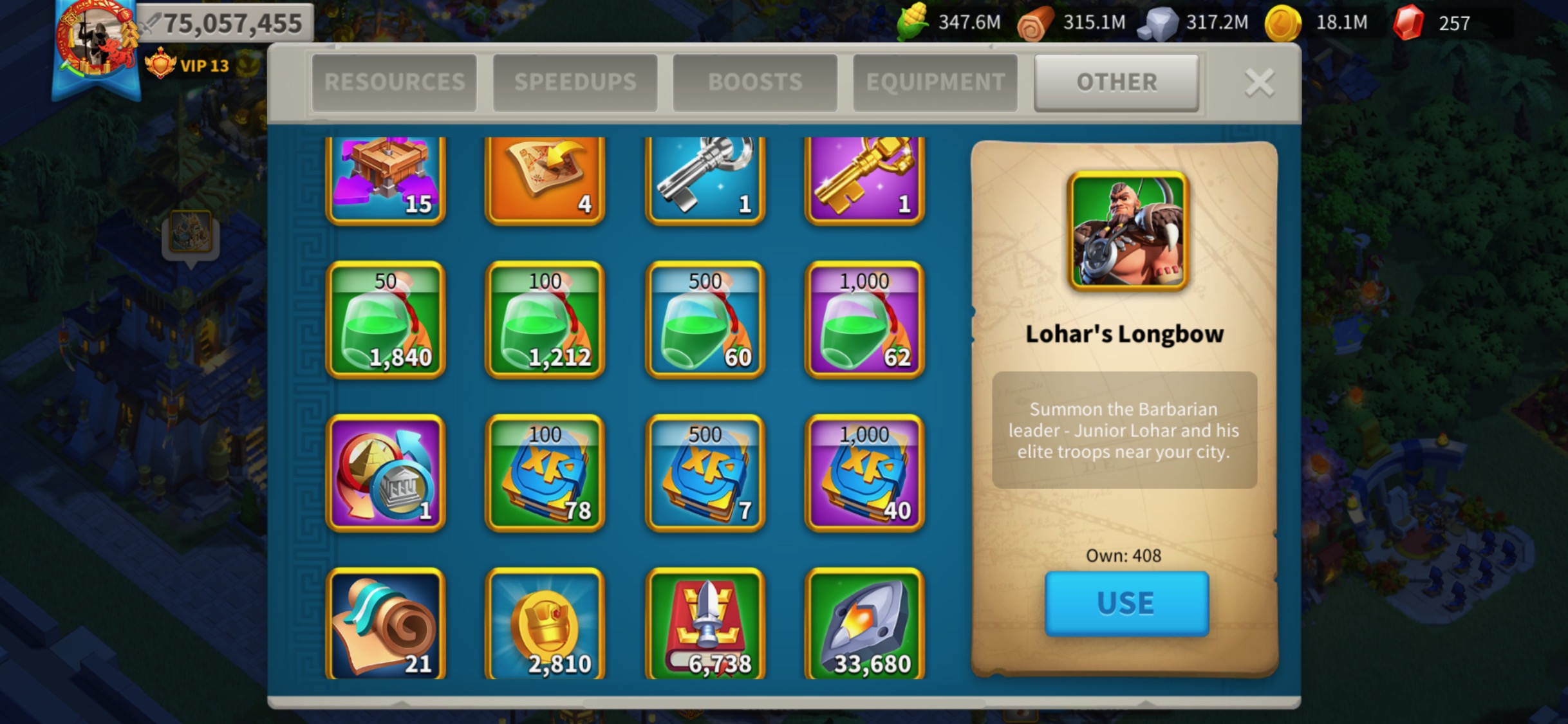 ROK Account - 75 Power - T5 Troops - VIP 13 - Many Legendaries ...