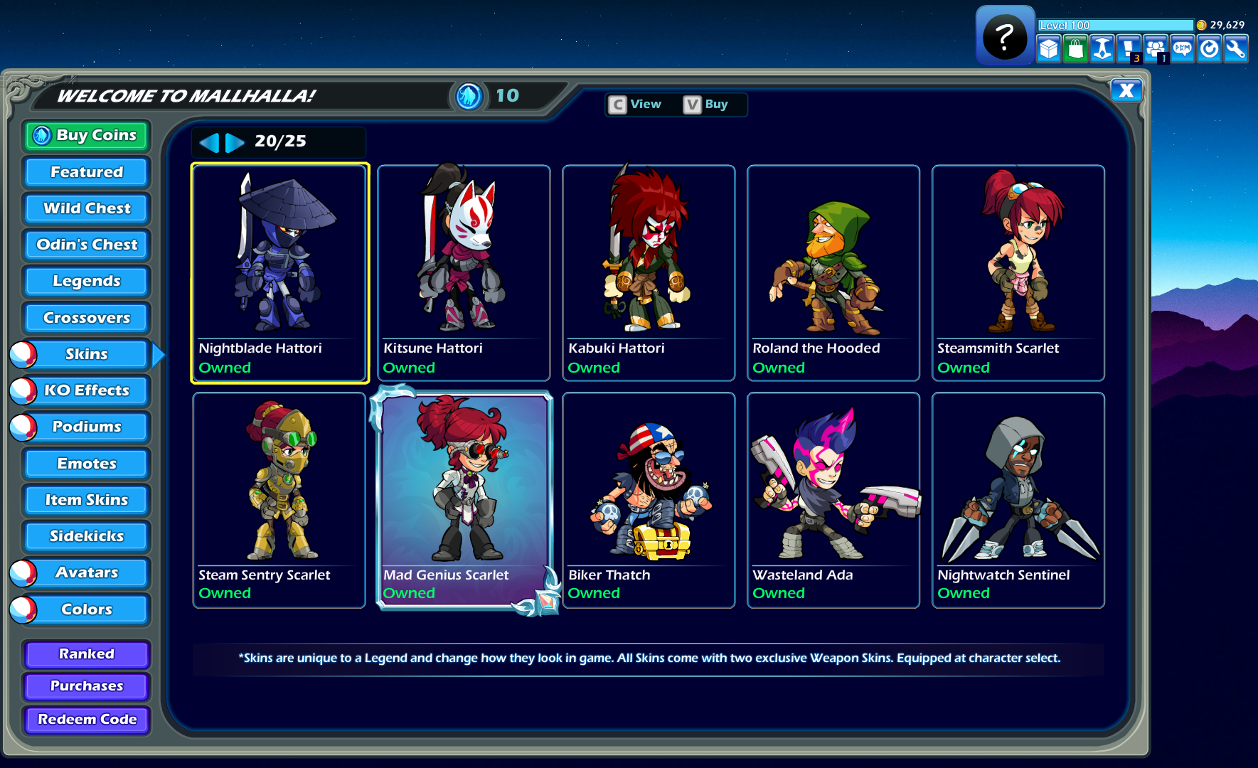 Selling - selling brawlhalla account, 100lv, dlc, skins, 1800highest ...