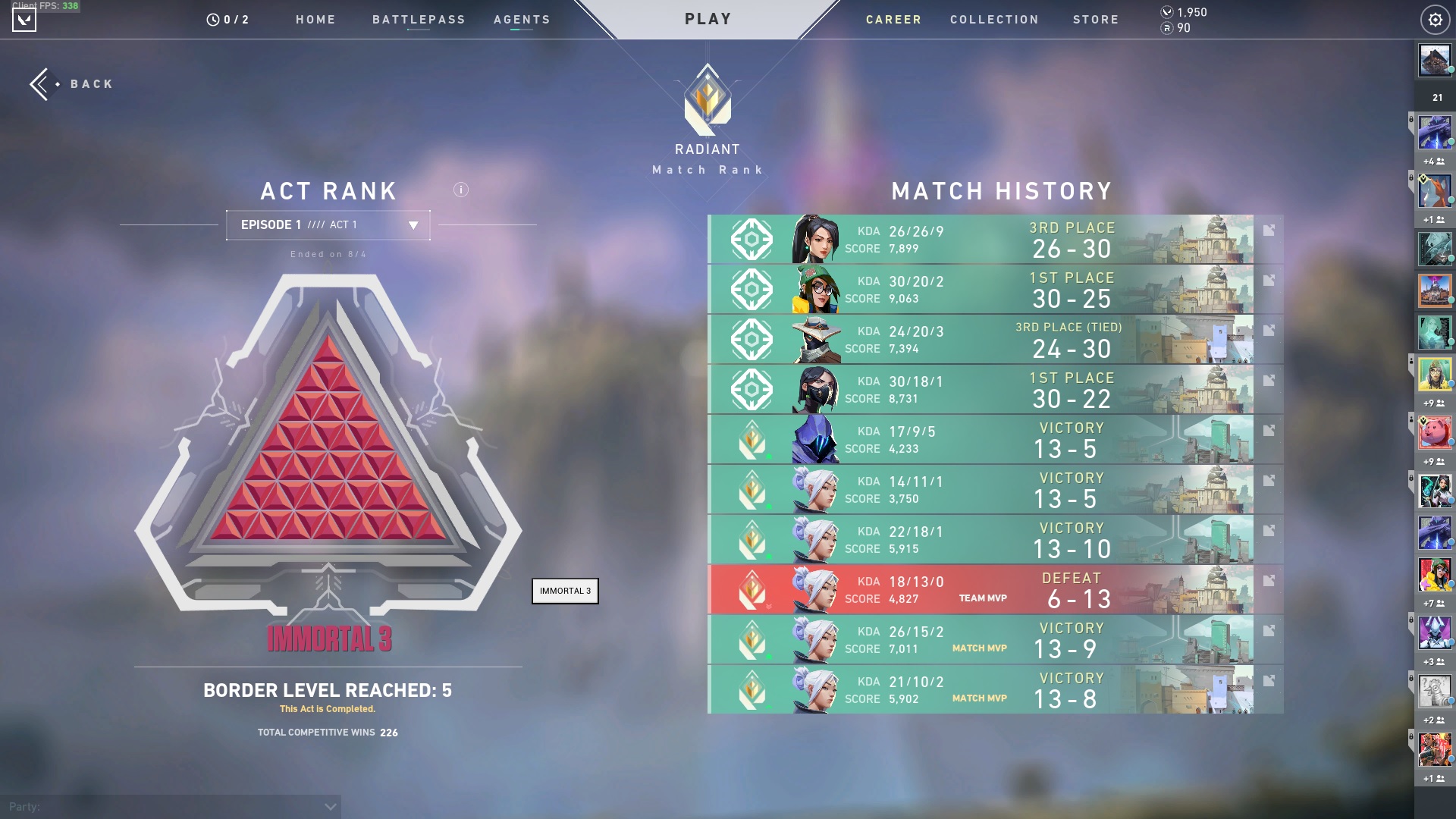 Selling - RADIANT EU account - triangle completed - no skins - 1900 vp ...