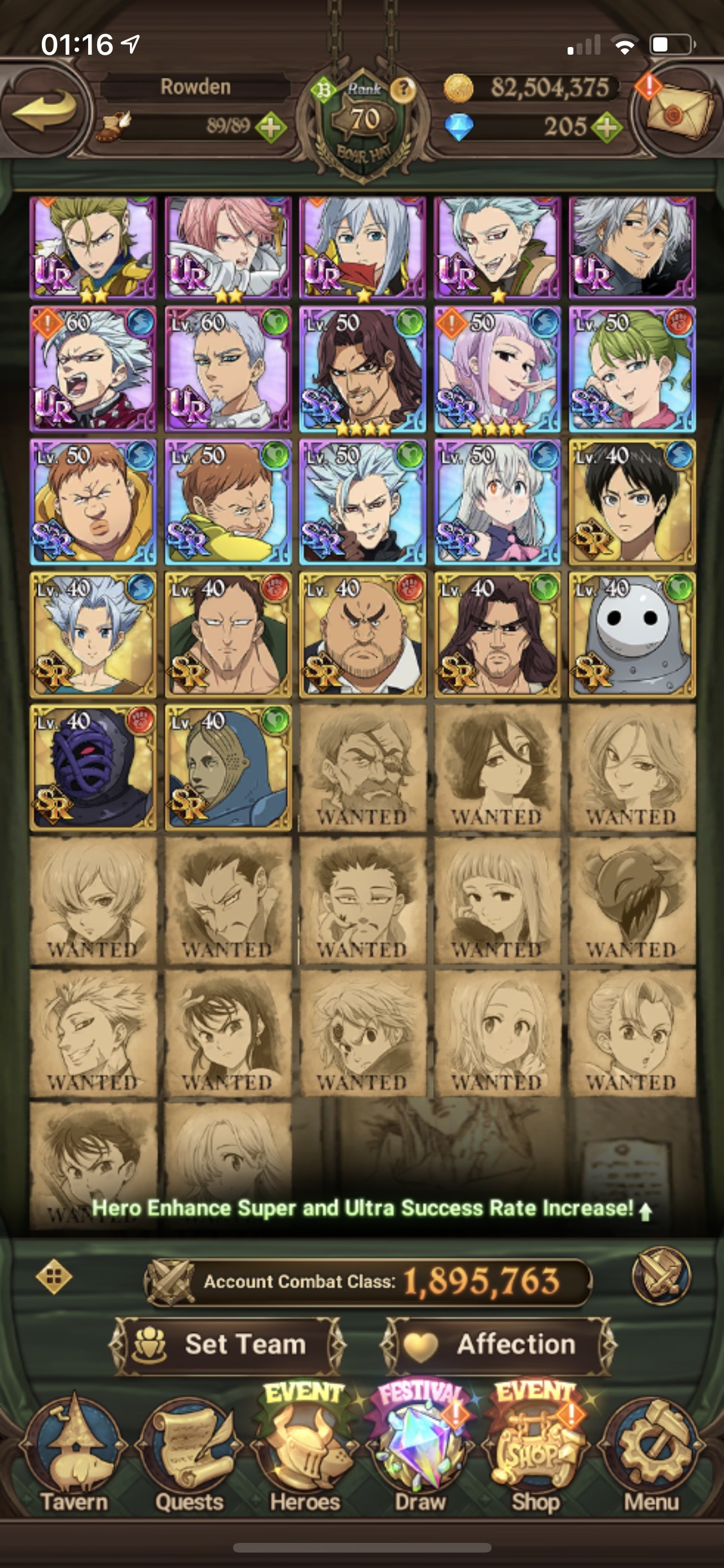 7ds Grand Cross Global Huge end game Account, 210k+ CC, 2mill Box Buff ...