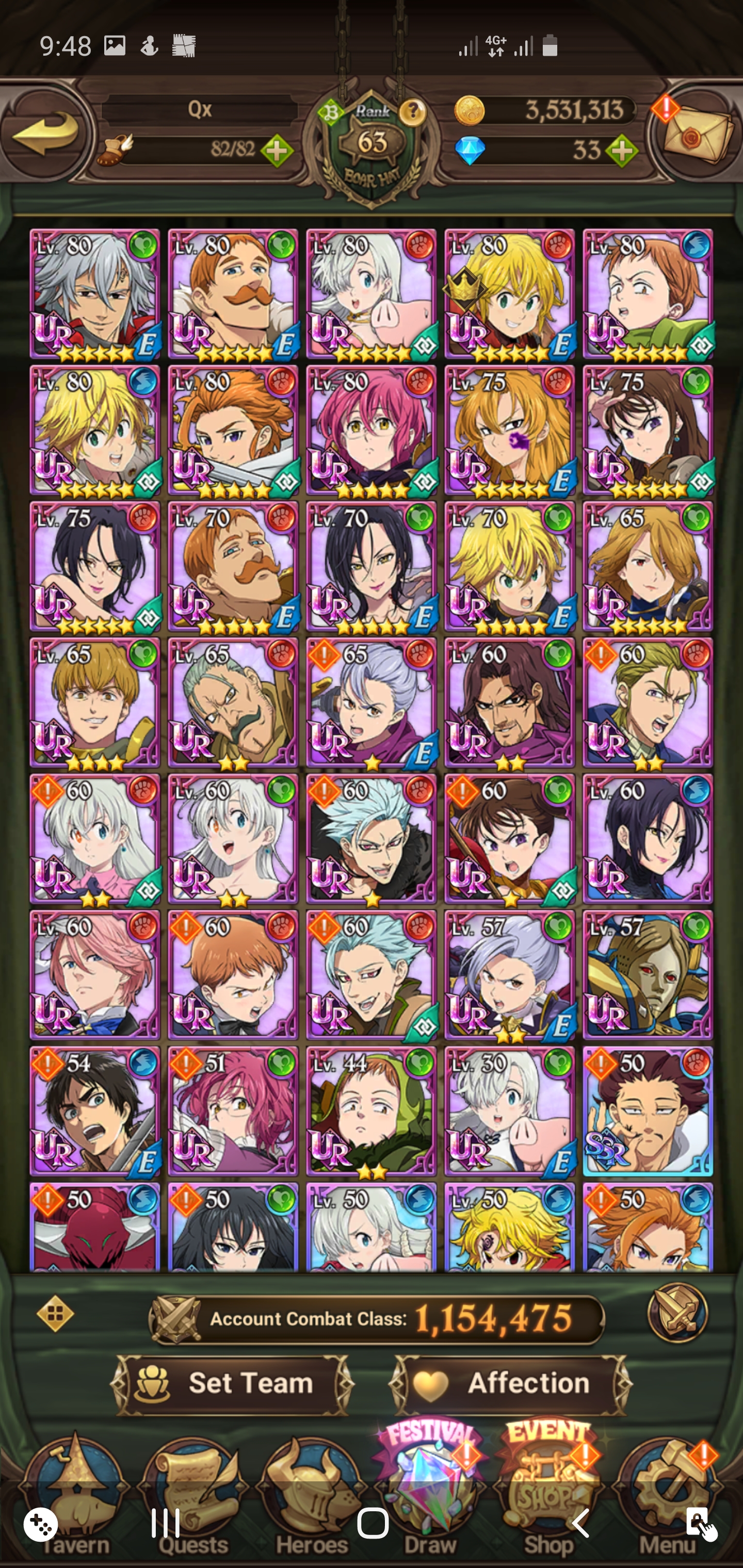 Selling - 7ds global endgame lv meli 4/6 G estarossa 3/6 Red derieri ...