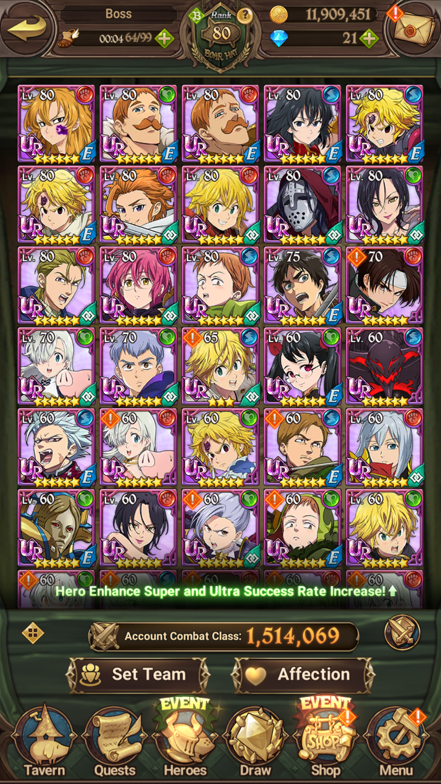 Selling - 7ds global 180k account with all meta/collab units (inc kyo ...