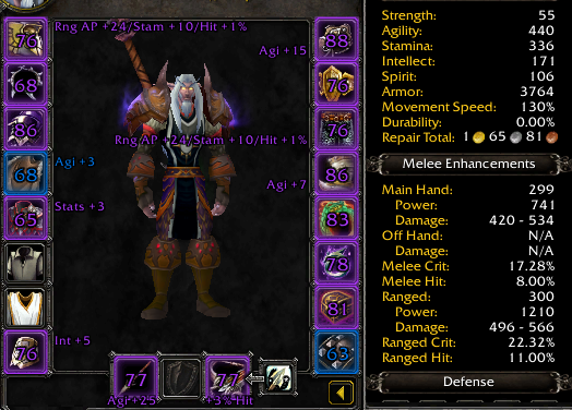 Selling - Hunter Night Elf Male 3/9 T3, Jom Gabbar, Ashjre'thul, Barb ...