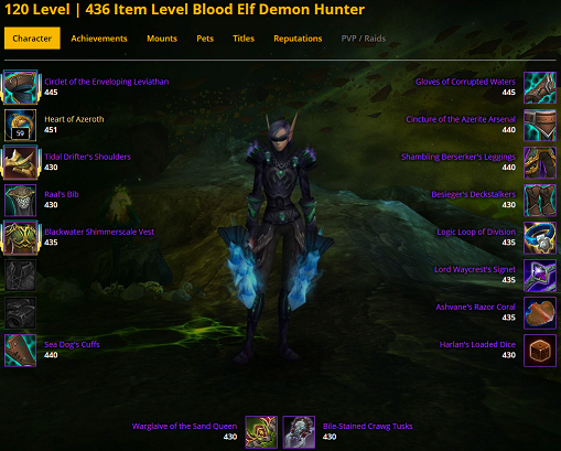 SOLD - 436 Blood elf Demon Hunter | WoD Challenge mode weapon Xmogs ...