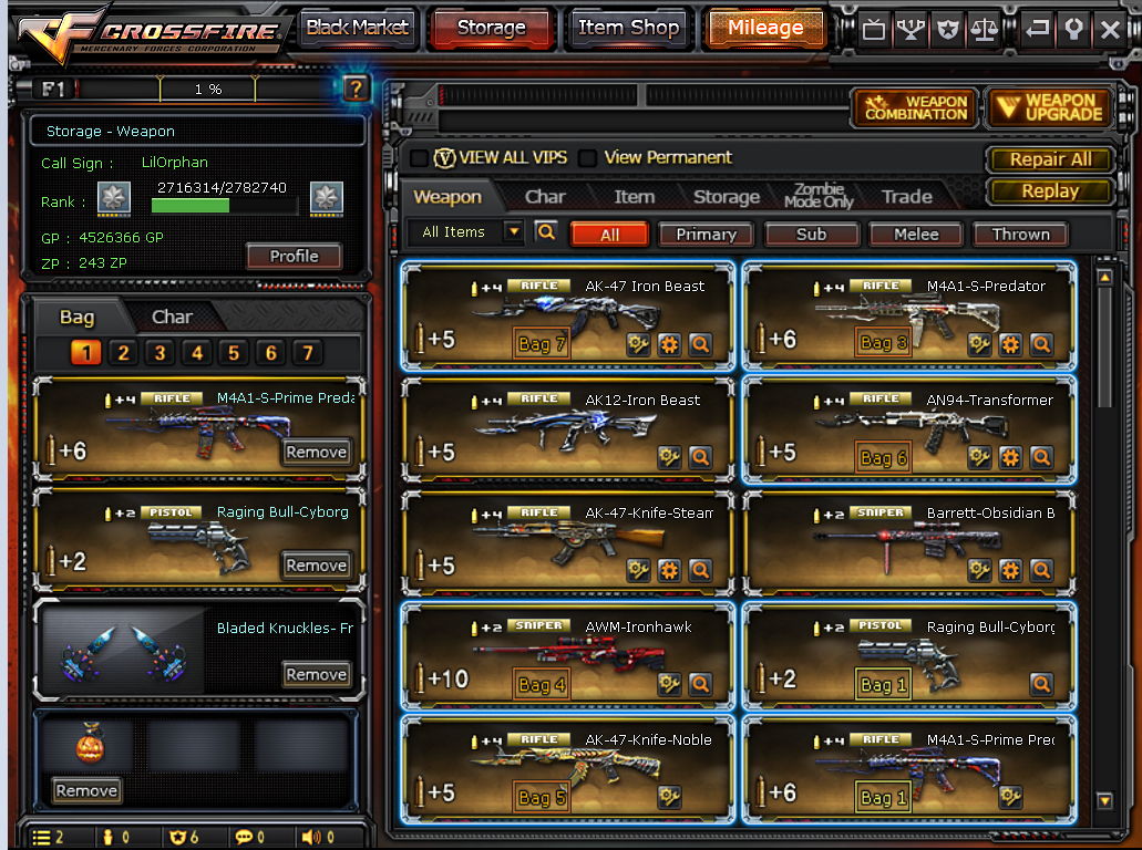 SOLD - Selling crossfire account with 12 VIP guns and over 20 ZP perm ...