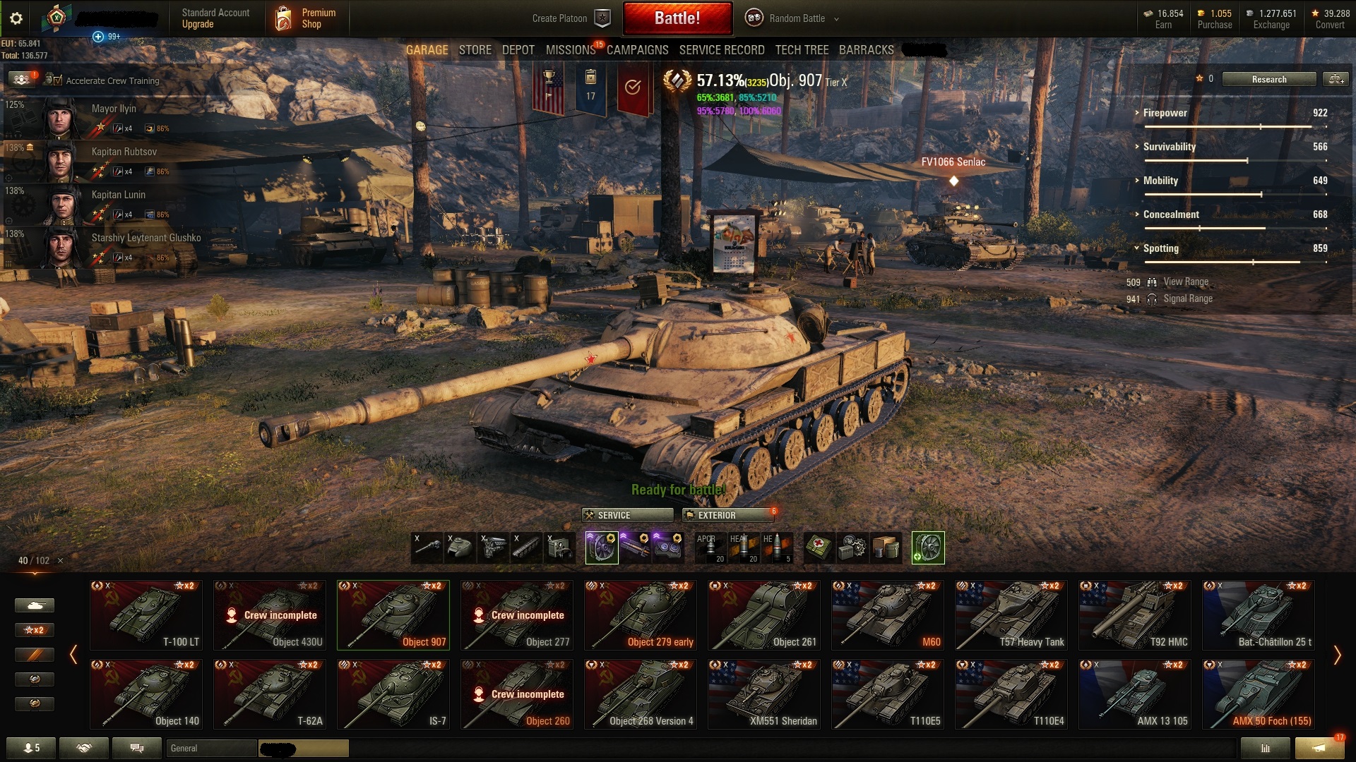 SOLD - Wot EU... 43 tier X, lots of prem. and reward tanks.. UPDATED ...