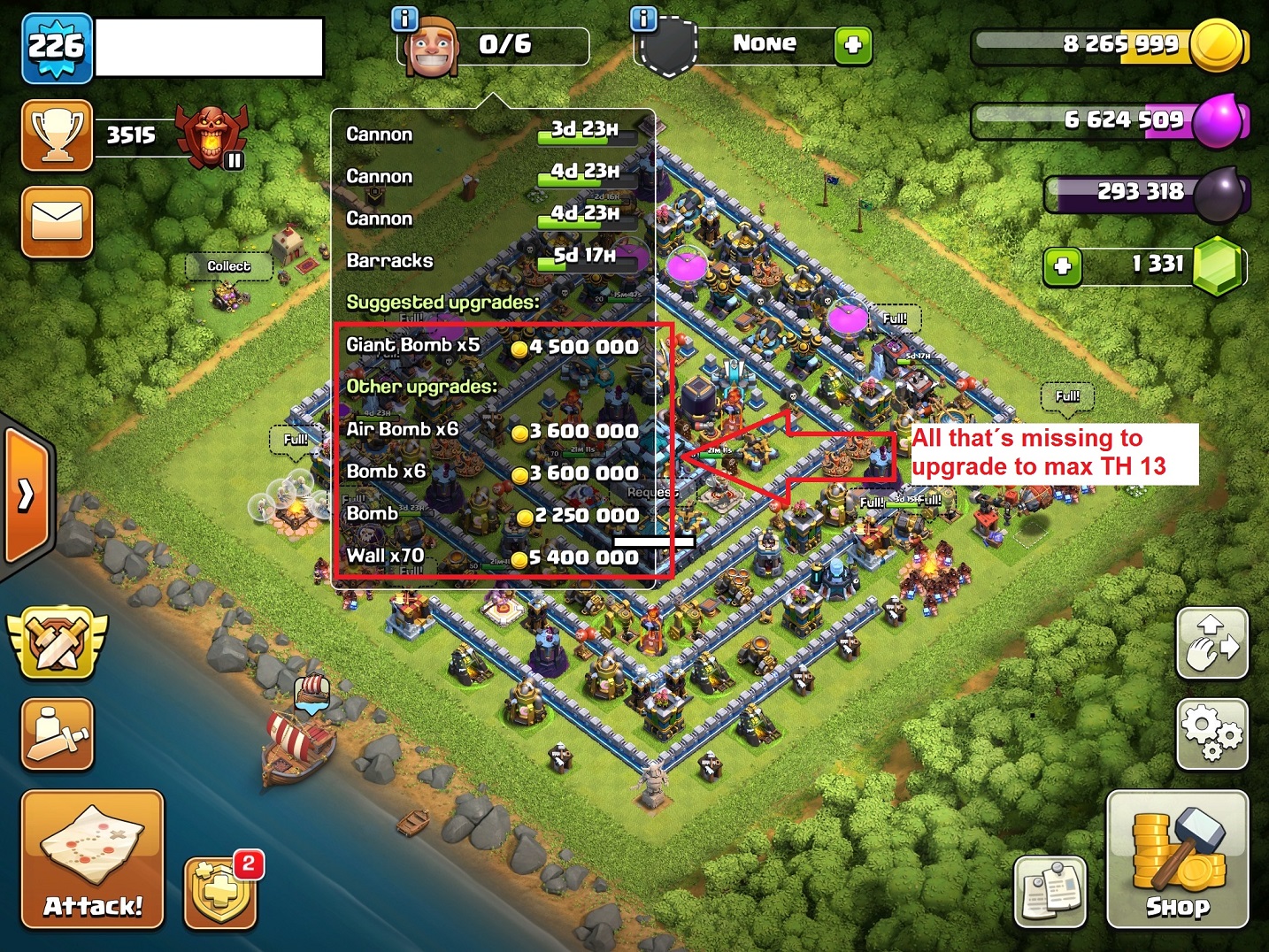 SOLD - Max TH13, Max heroes, Max troops, Max sieges, max buildings,max ...